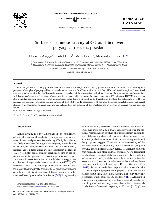 (PDF) Surface-structure sensitivity of CO oxidation over ...