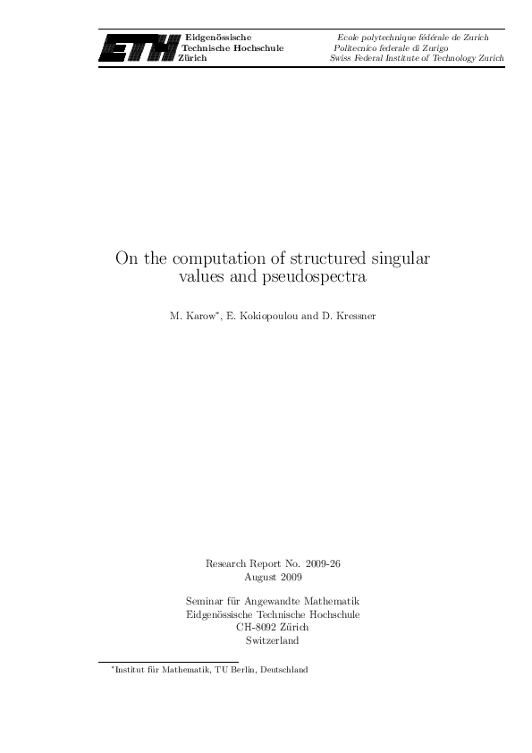 Pdf On The Computation Of Structured Singular Values And Pseudospectra
