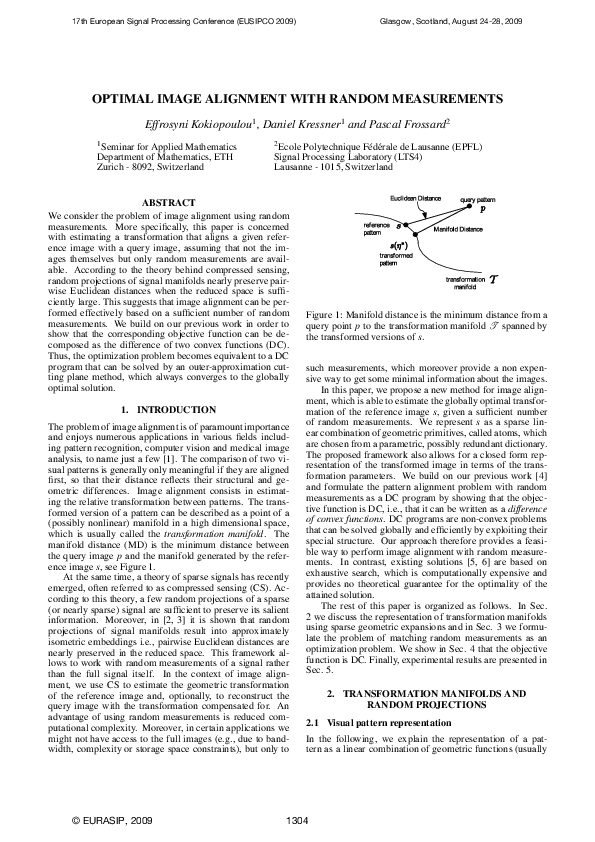 (PDF) Optimal image alignment with random measurements