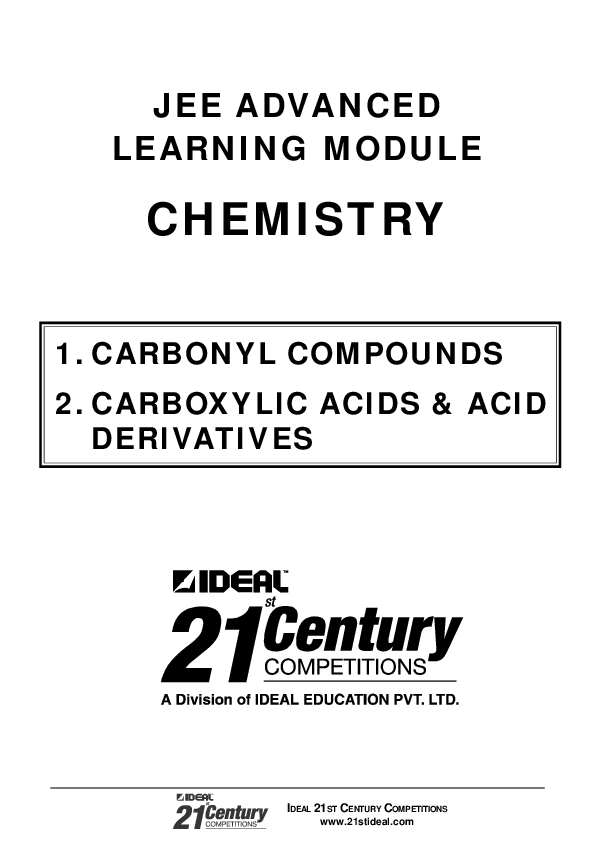 (PDF) JEE ADVANCED LEARNING MODULE CHEMISTRY 1. CARBONYL COMPOUNDS 2. CARBOXYLIC ACIDS & ACID ...