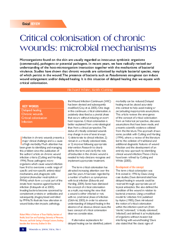 (PDF) Critical colonisation of chronic wounds: microbial mechanisms