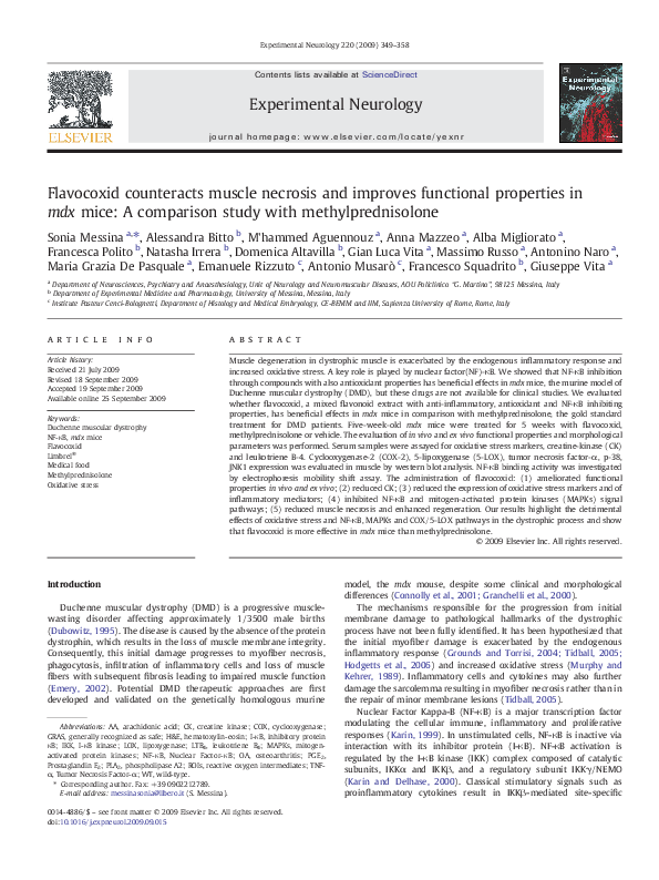 (PDF) Flavocoxid counteracts muscle necrosis and improves functional ...