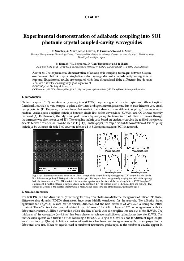 (PDF) Experimental demonstration of adiabatic coupling into SOI ...