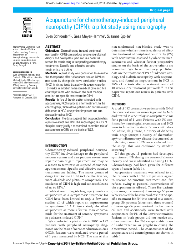 (PDF) Acupuncture for chemotherapy-induced peripheral neuropathy (CIPN): a pilot study using ...