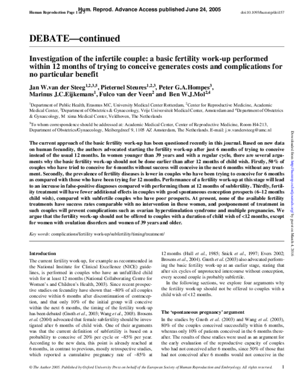(PDF) Investigation of the infertile couple: a basic fertility work-up ...