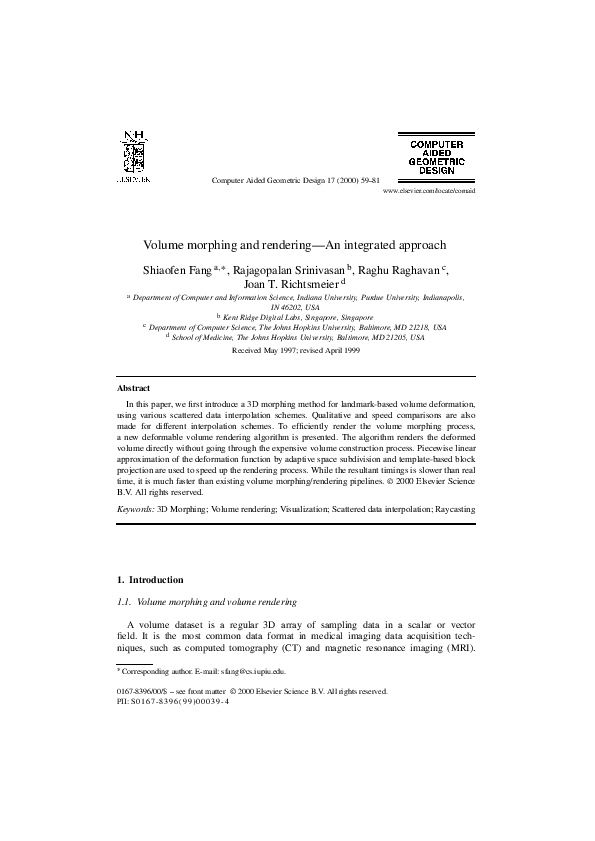 (PDF) Volume morphing and rendering—An integrated approach