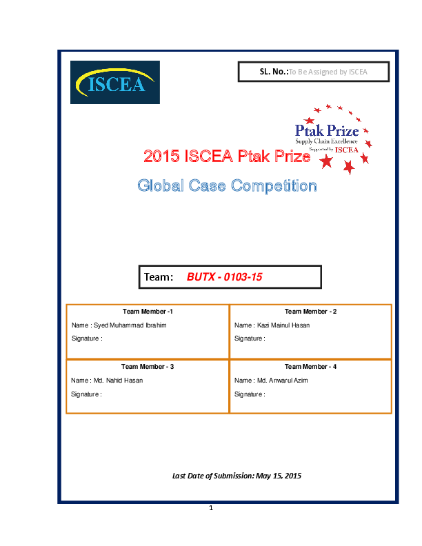 (PDF) 2015 ISCEA Ptak Prize Global Case Competition Team: BUTX -0103-15