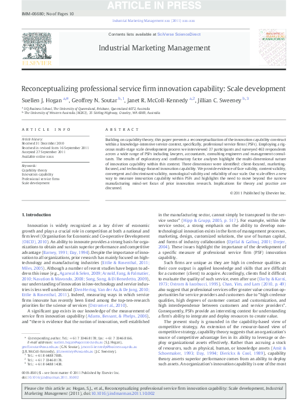 (PDF) Reconceptualizing professional service firm innovation capability ...