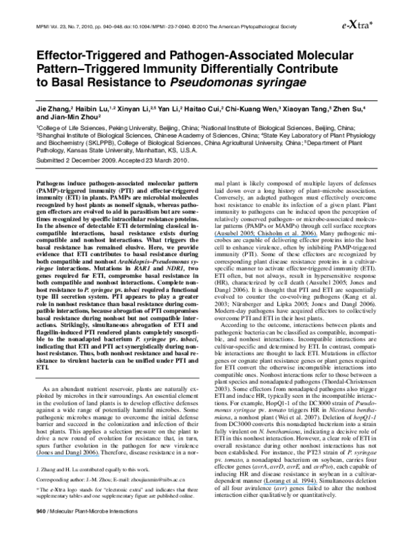 (PDF) Effector-Triggered and Pathogen-Associated Molecular Pattern ...