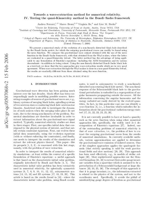 Pdf Towards A Wave Extraction Method For Numerical Relativity Iv