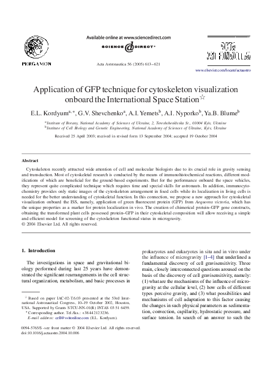 (PDF) Application of GFP technique for cytoskeleton visualization ...