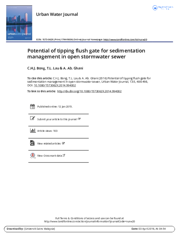 (PDF) Potential of tipping flush gate for sedimentation management in ...