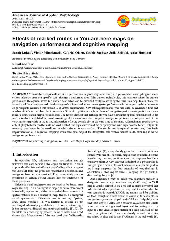 (PDF) Effects of Marked Routes in You-are-Here Maps on Navigation ...