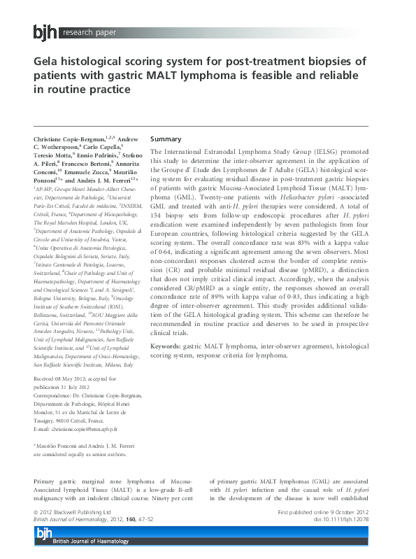 (PDF) Gela histological scoring system for post-treatment biopsies of ...