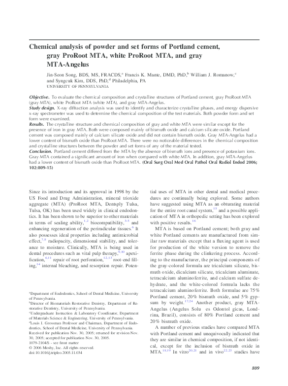 (PDF) Chemical analysis of powder and set forms of Portland cement ...