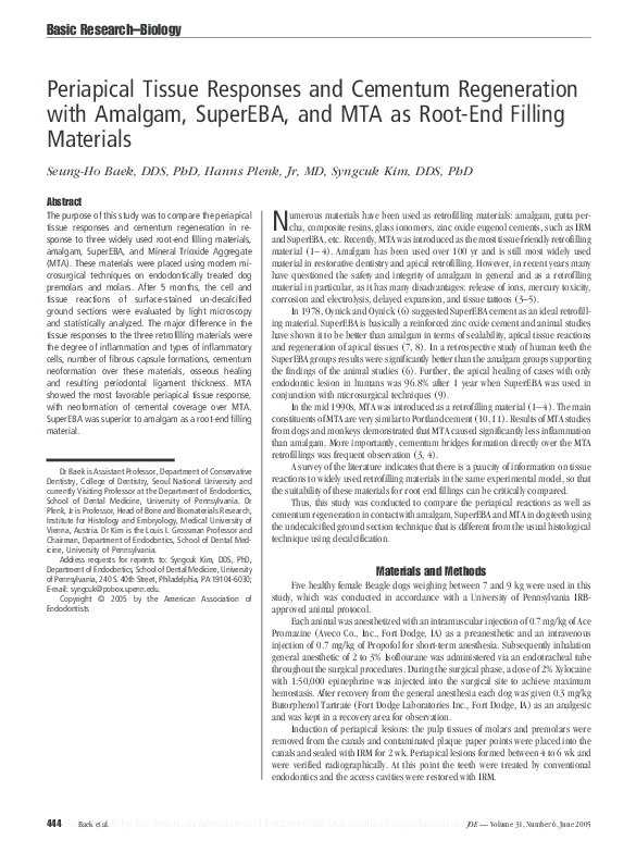 (PDF) Periapical tissue responses and cementum regeneration with ...