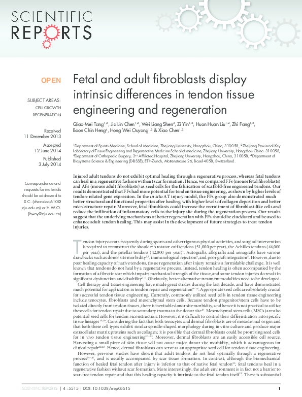 (PDF) Fetal and adult fibroblasts display intrinsic differences in ...