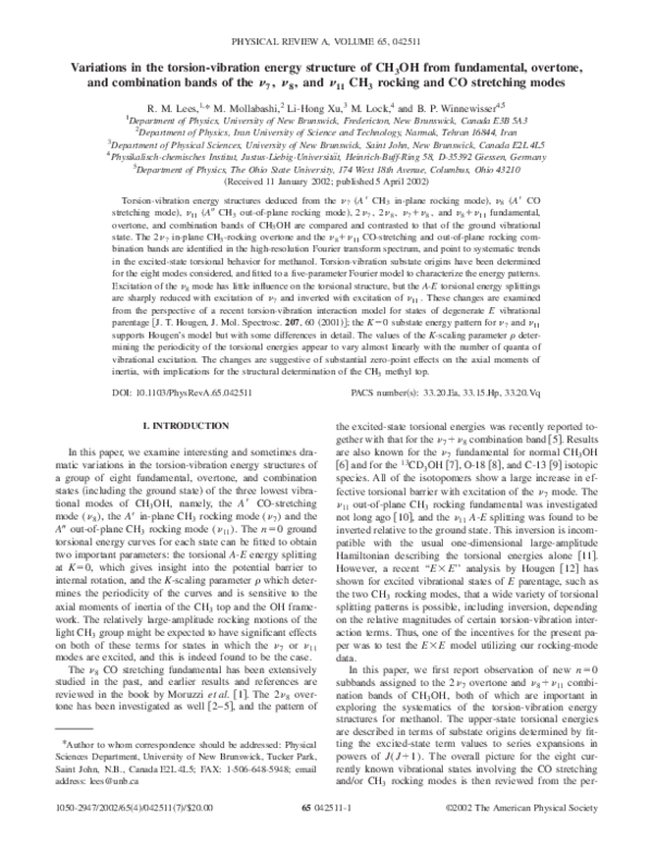 (PDF) VARIATIONS IN TORSION-VIBRATION ENERGY STRUCTURE OF $ CH_ {3 ...