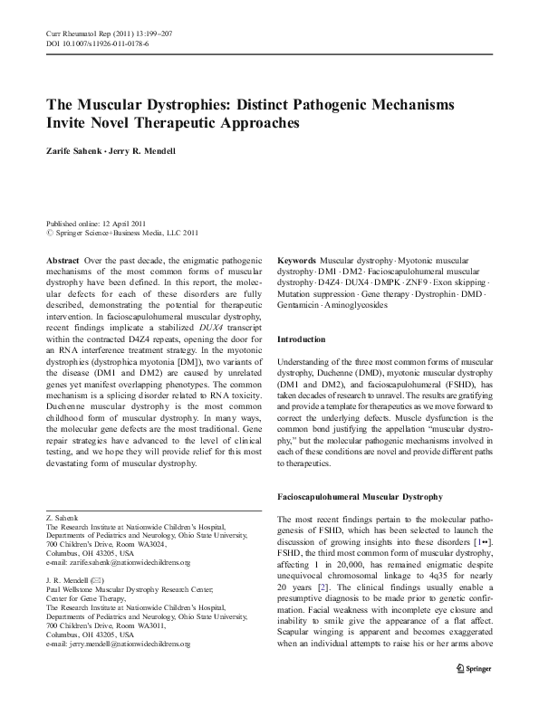 (PDF) The Muscular Dystrophies: Distinct Pathogenic Mechanisms Invite ...