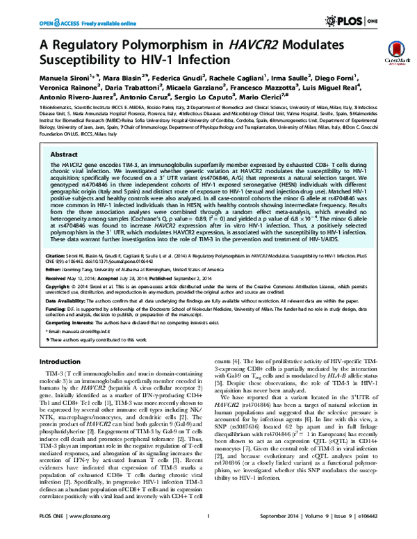 (PDF) A Regulatory Polymorphism in HAVCR2 Modulates Susceptibility to ...