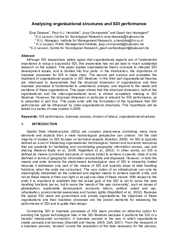 (PDF) Analysing organisational structures and SDI performance