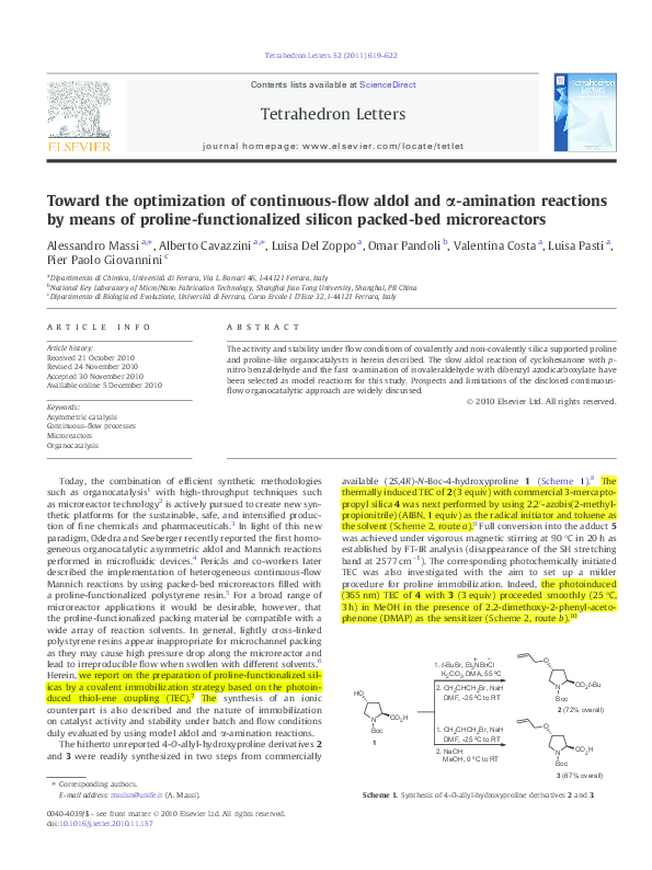 (PDF) Toward the optimization of continuous-flow aldol and a-amination reactions by means of ...