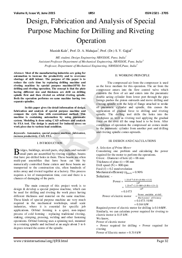 (PDF) Design, Fabrication and Analysis of Special Purpose Machine for ...