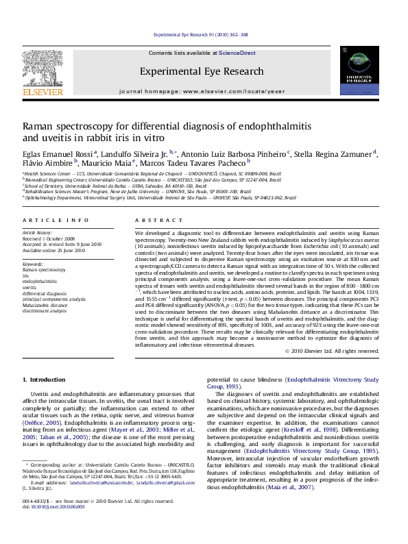 (PDF) Raman spectroscopy for differential diagnosis of endophthalmitis ...