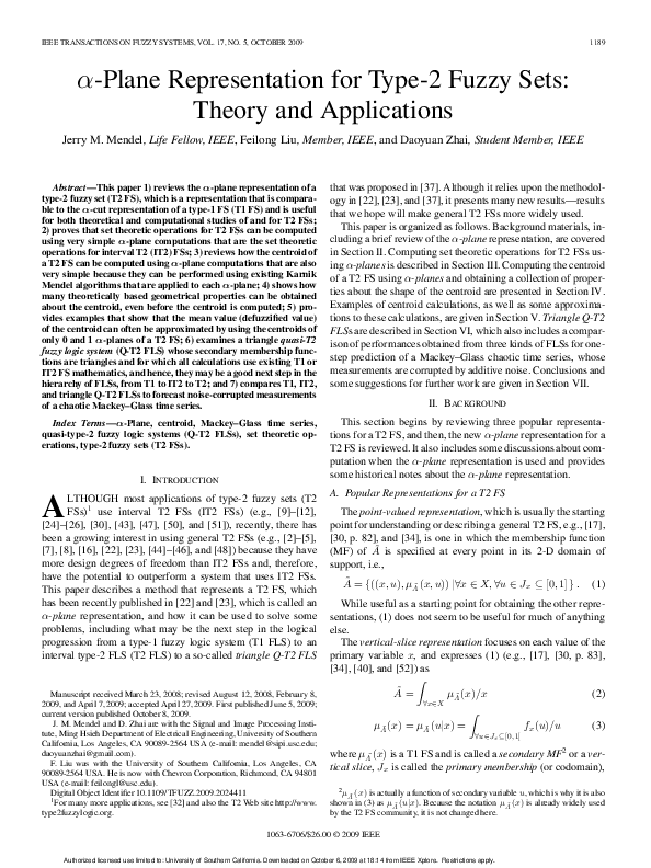 (PDF) $\alpha$ -Plane Representation for Type-2 Fuzzy Sets: Theory and ...