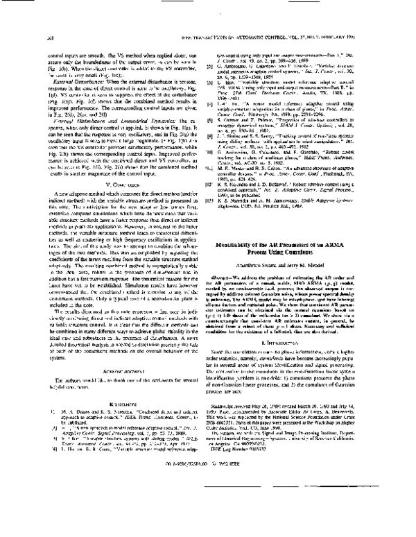 (PDF) Identifiability of the AR parameters of an ARMA process using ...