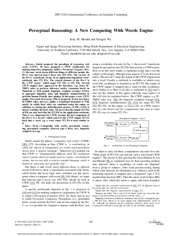 (PDF) Perceptual Reasoning: A New Computing with Words Engine