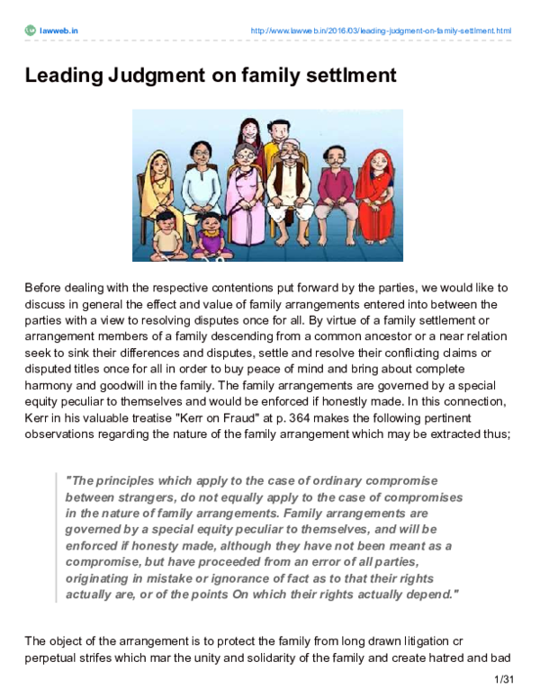 (PDF) Leading Judgment on family settlment
