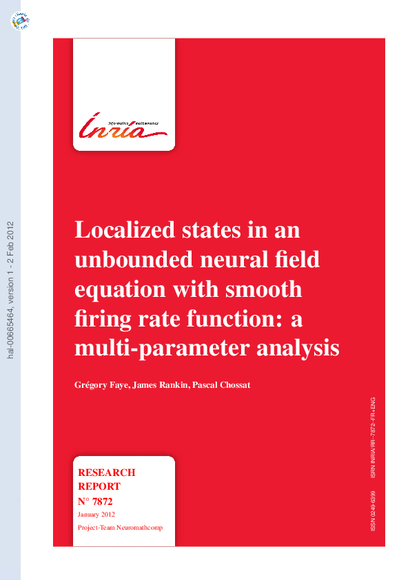 Pdf Localized States In An Unbounded Neural Field Equation With Smooth Firing Rate Function A