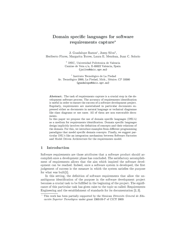 (PDF) Domain Specific Languages for Software Requirements Capture