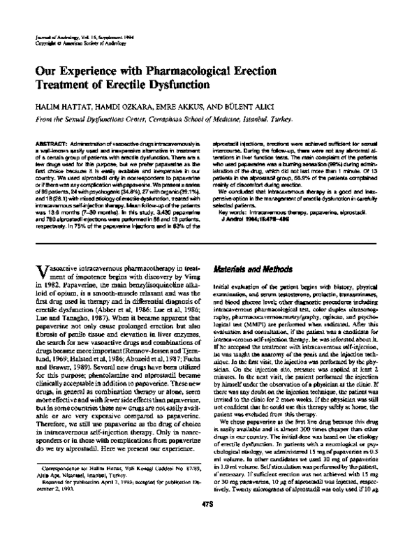 (PDF) Our Experience with Pharmacological Erection Treatment of ...