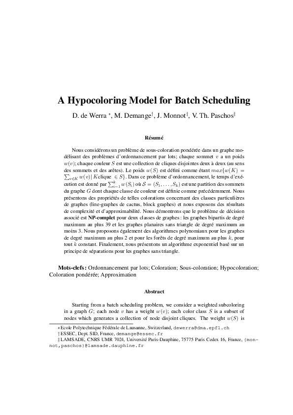 (PDF) A Hypocoloring model for batch scheduling