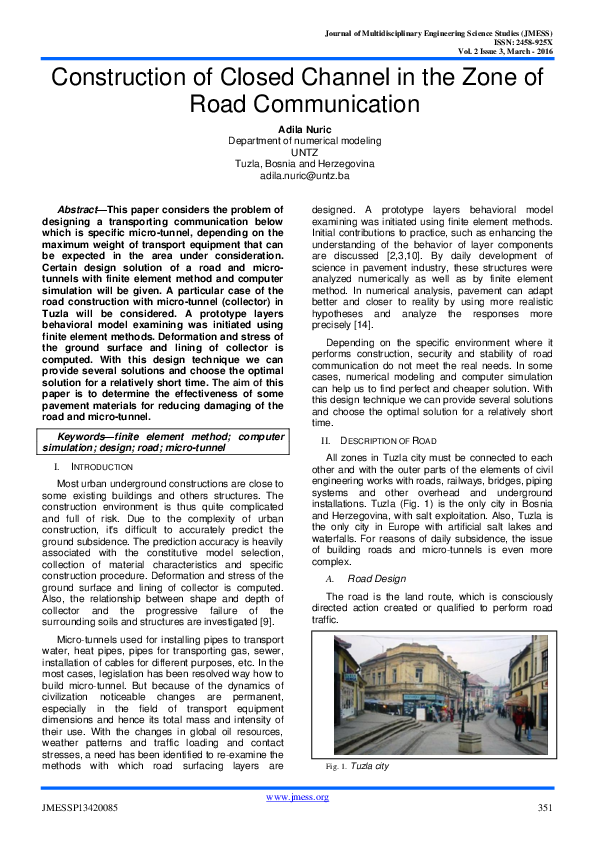 (PDF) Construction of Closed Channel in the Zone of Road Communication