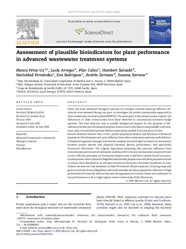 (PDF) Assessment of plausible bioindicators for plant performance in ...