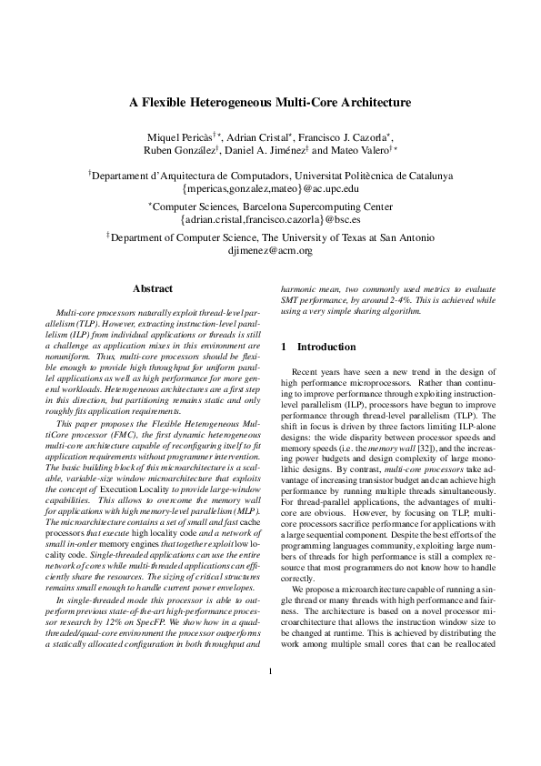 (PDF) A Flexible Heterogeneous Multi-Core Architecture