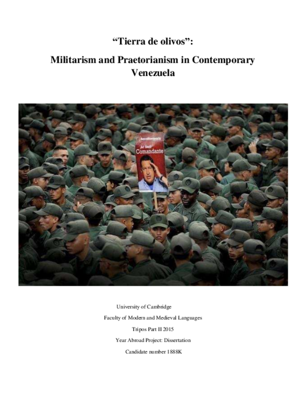 (PDF) "Tierra de olivos": Militarism and Praetorianism in Contemporary ...