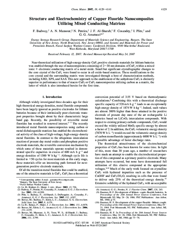 (PDF) Structure and Electrochemistry of Copper Fluoride Nanocomposites ...
