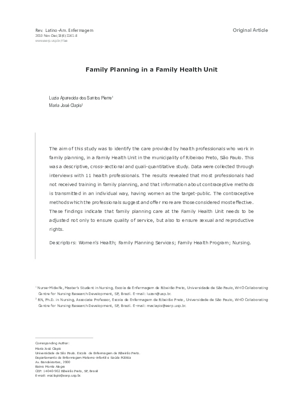 (PDF) Family Planning in a Family Health Unit