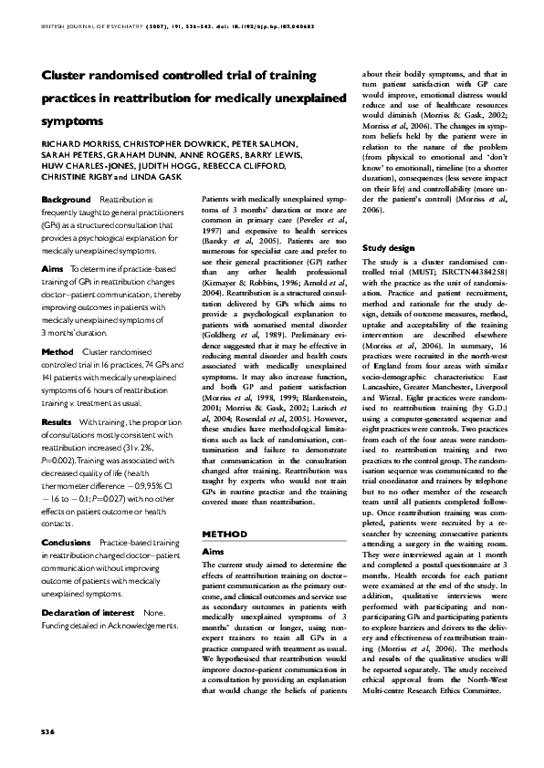 (PDF) Cluster randomised controlled trial of training practices in ...