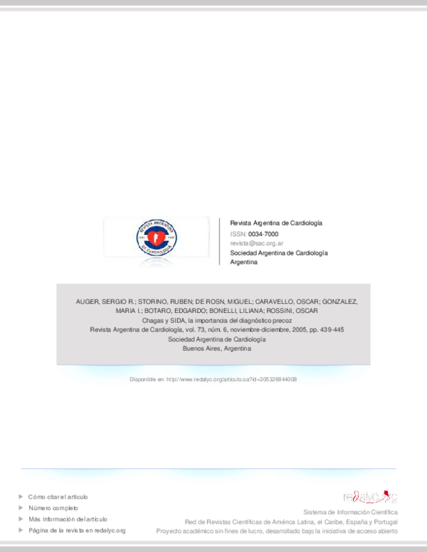 (PDF) Chagas y SIDA, la importancia del diagnóstico precoz