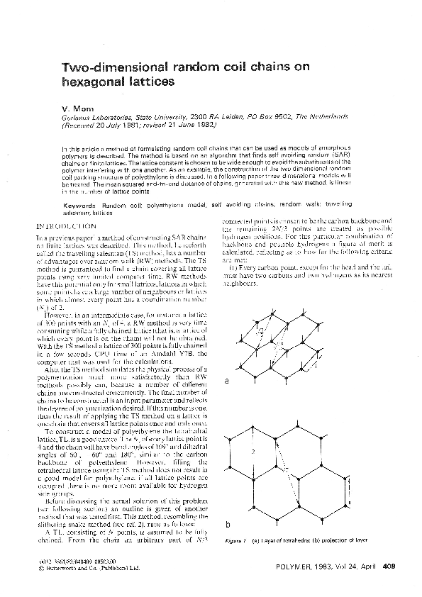 (PDF) Two-dimensional random coil chains on hexagonal lattices