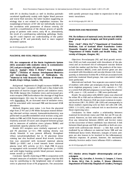 (PDF) P15. The influence of maternal Lewis, Secretor and ABO(H) blood ...