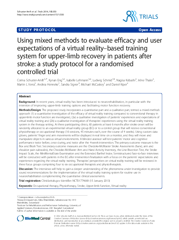 (PDF) Using mixed methods to evaluate efficacy and user expectations of a virtual reality–based ...