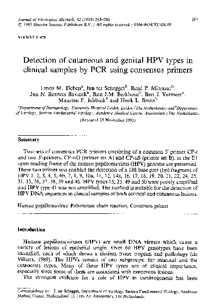 (PDF) Detection of cutaneous and genital HPV types in clinical samples ...