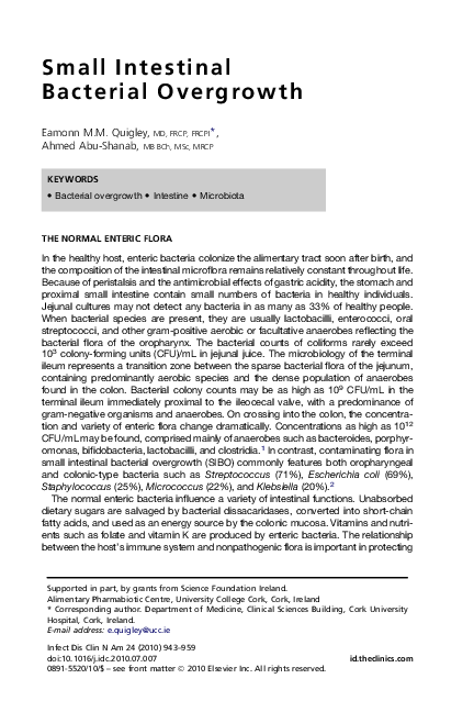 (PDF) Small Intestinal Bacterial Overgrowth