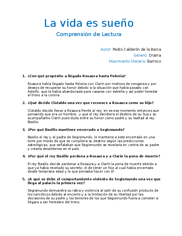 (DOC) La vida es sueño